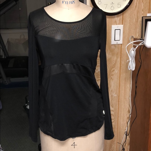 Betsey Johnson | Tops | Betsey Johnson Black Mesh Long Sleeve Workout Top | Poshmark